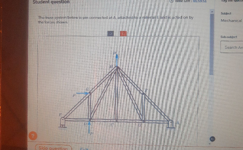 The truss system below is pin connected at A | StudyX