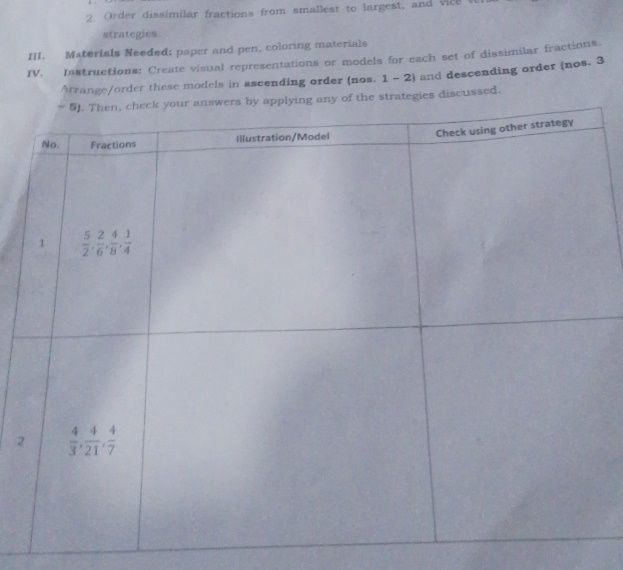 IV 2 Order dissimilar fractions from | StudyX