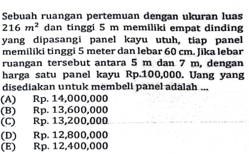 Sebuah ruangan pertemuan dengan ukuran luas | StudyX