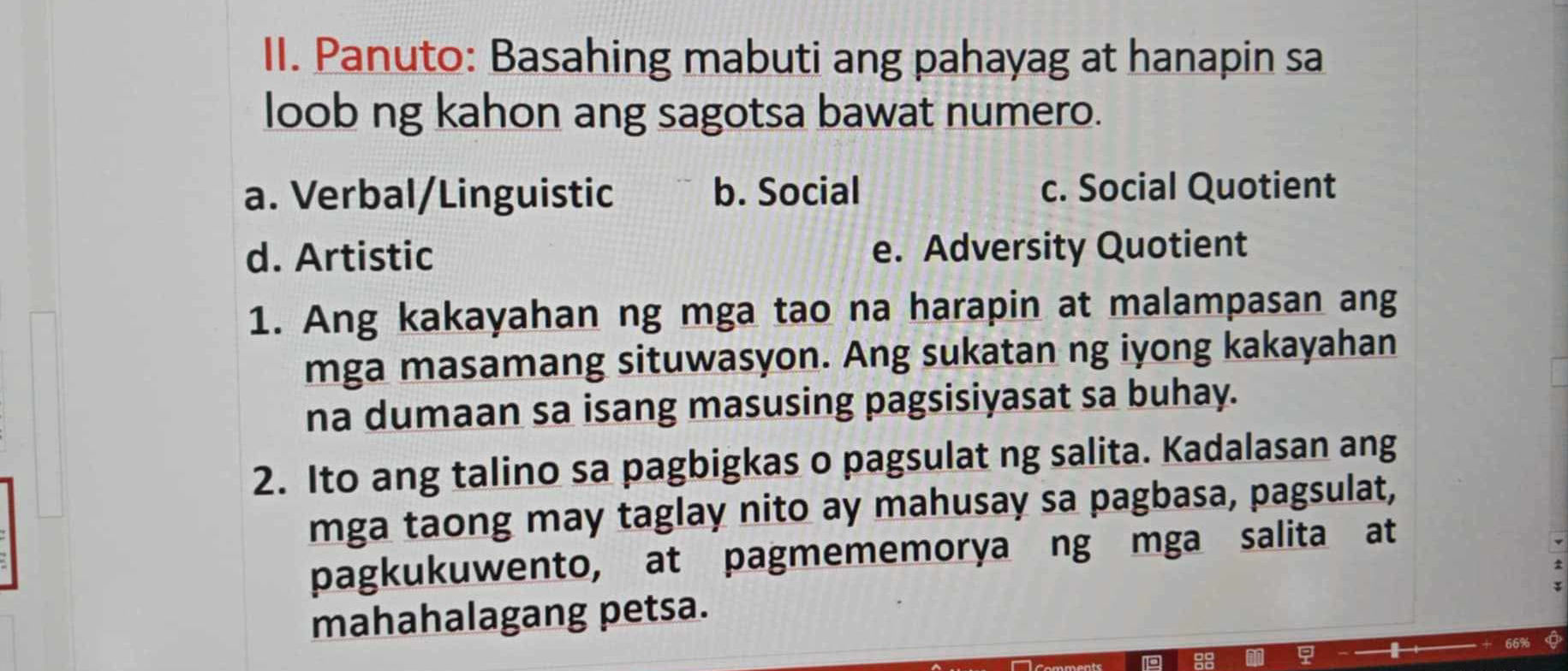 II Panuto Basahing mabuti ang pahayag at | StudyX