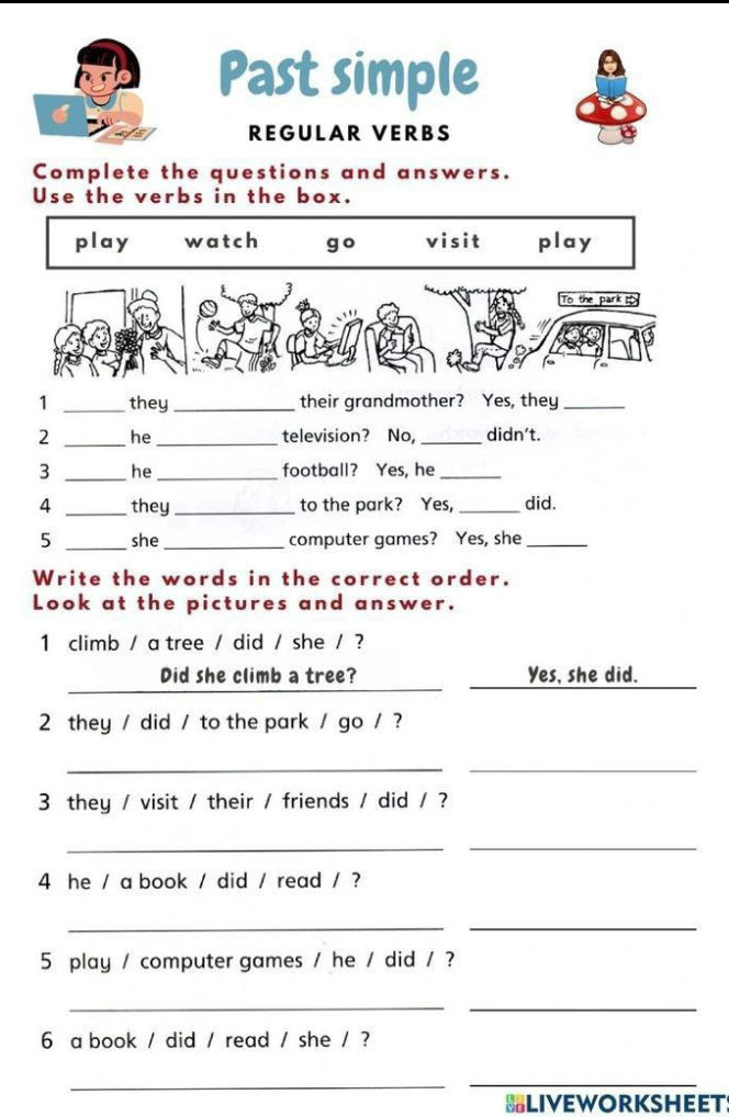 Past simple REGULAR VERBS Complete the | StudyX