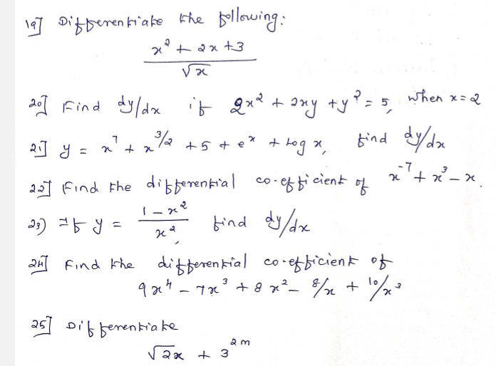 19 Differentiate the following x2+2x+3 x 20 | StudyX