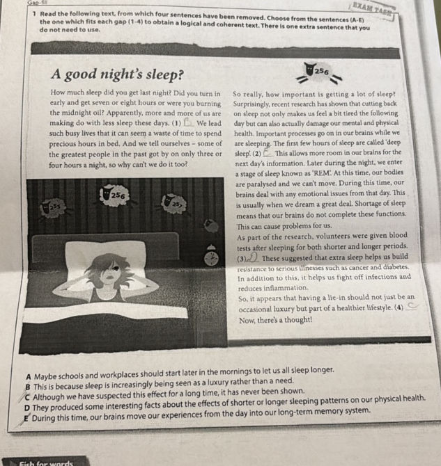 Gap-fill EXAM TAGH 1 Read the following text | StudyX