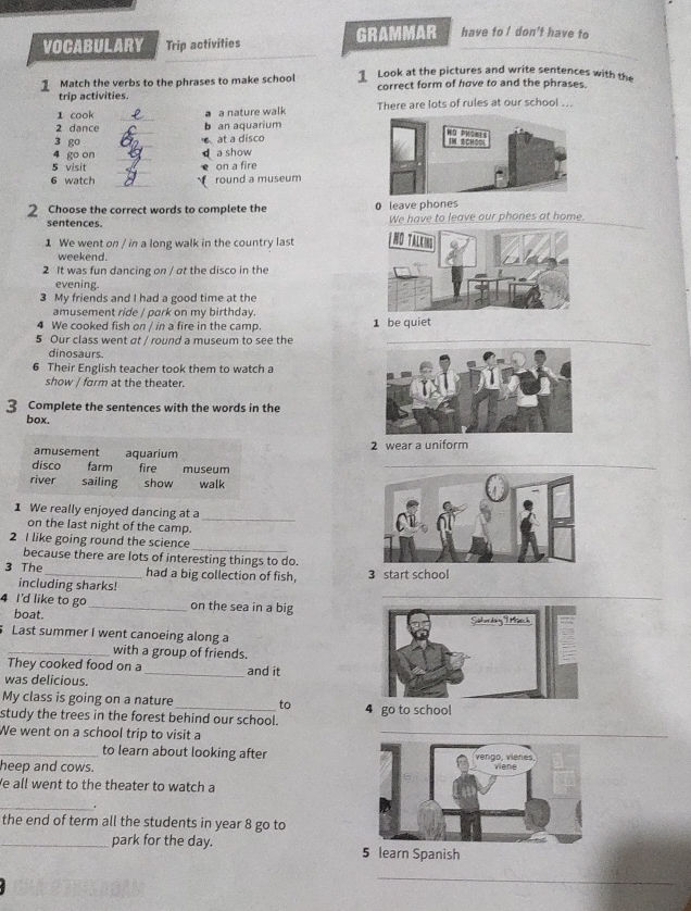 VOCABULARY Trip activities 1 Match the verbs | StudyX