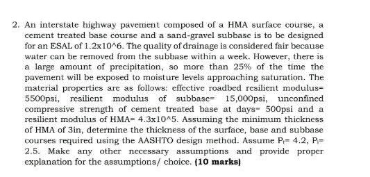 2 An interstate highway pavement composed of | StudyX