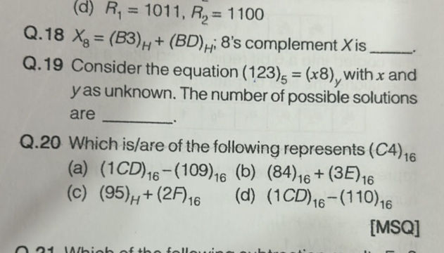 Q18 X = (B3)H + (BD)H 8s complement X is | StudyX