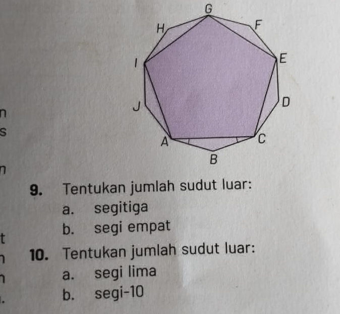 9 Tentukan jumlah sudut luar a segitiga b | StudyX