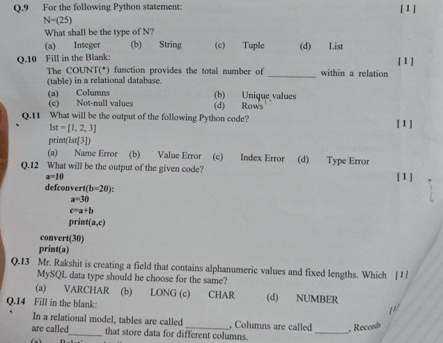 Q9 For the following Python statement N=(25) | StudyX