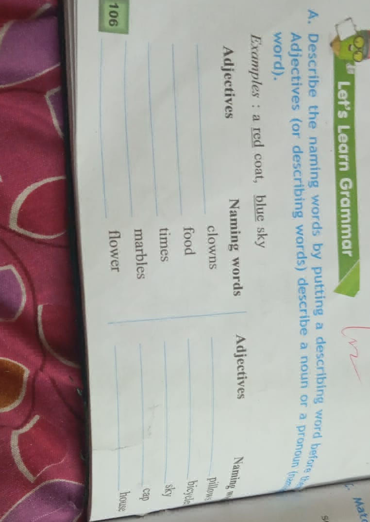 A Describe the naming words by putting a | StudyX