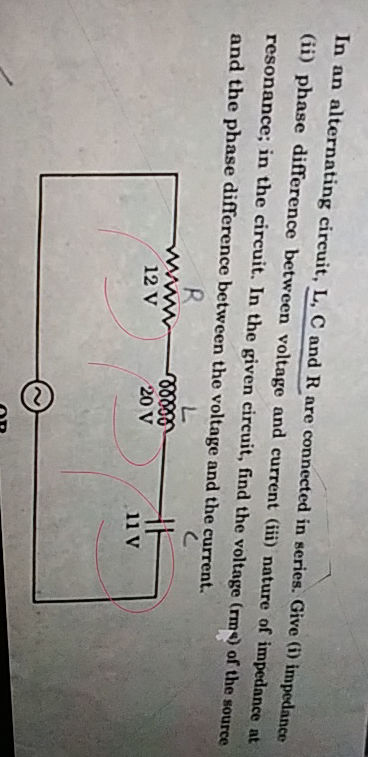 In an alternating circuit L C and R are | StudyX