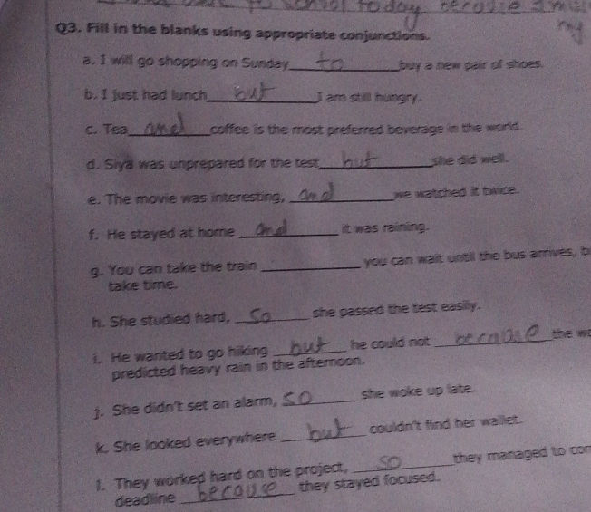 Q3 Fill in the blanks using appropriate | StudyX