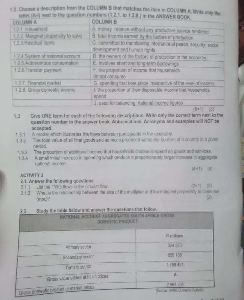 12 Choose a description from the COLUMN B | StudyX