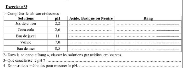 Exercice n3 1- Complter le tableau | StudyX