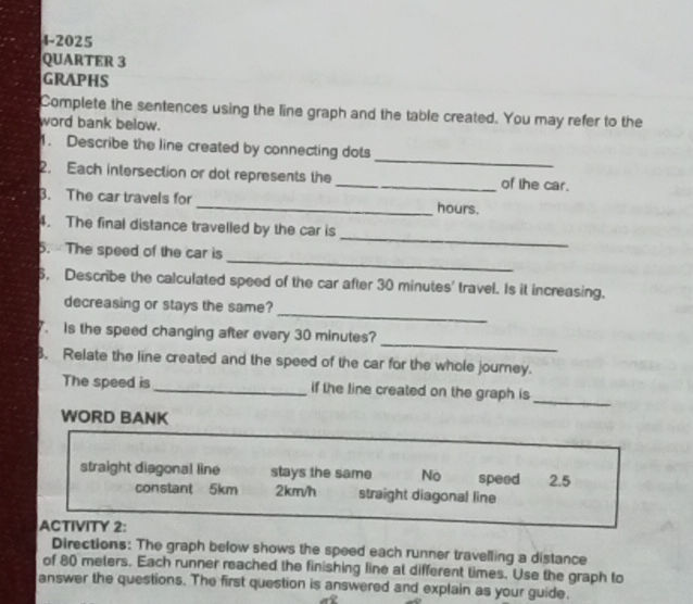 4-2025 QUARTER 3 GRAPHS Complete the | StudyX