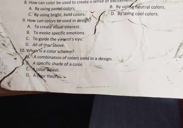 8 How can color be used to create a sense of | StudyX
