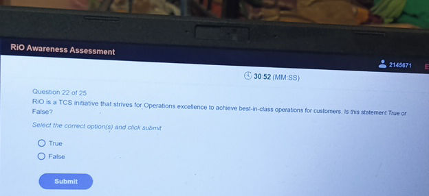 RIO Awareness Assessment Question 22 of 25 | StudyX