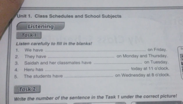 Unit 1 Class Schedules and School Subjects | StudyX