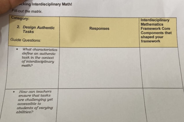 cking Interdisciplinary Math Fill-out the | StudyX