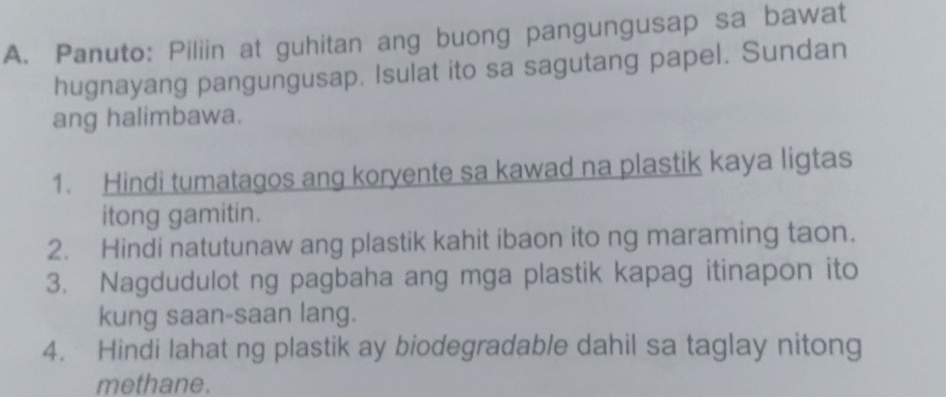 A Panuto Piliin at guhitan ang buong | StudyX