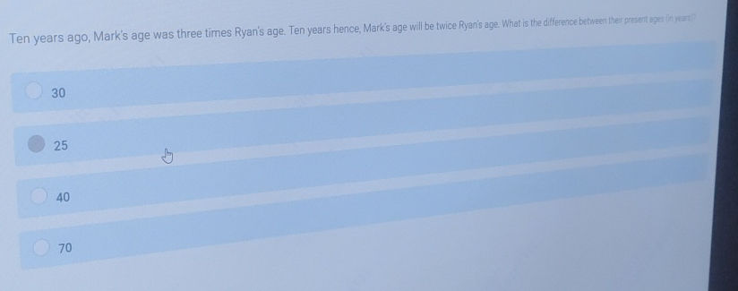 Ten years ago Marks age was three times | StudyX
