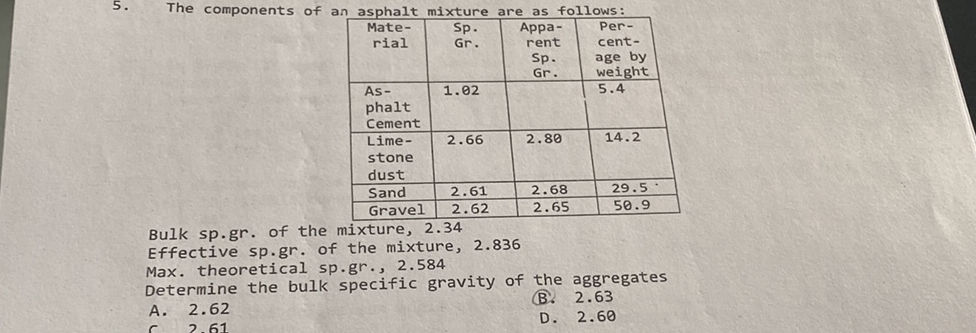 5 The components of an asphalt mixture are