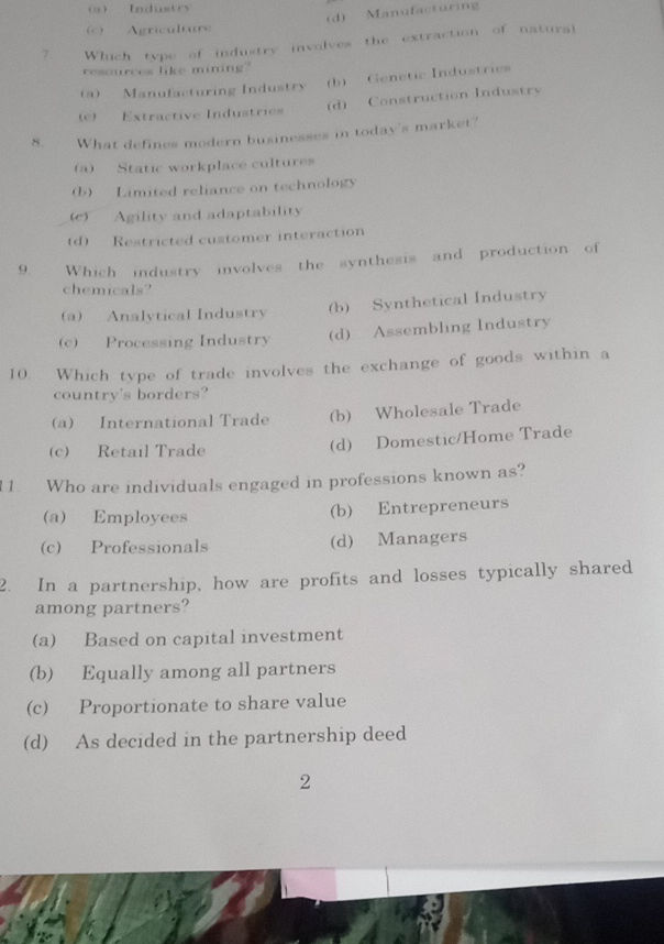 7 Which type of industry involves the | StudyX