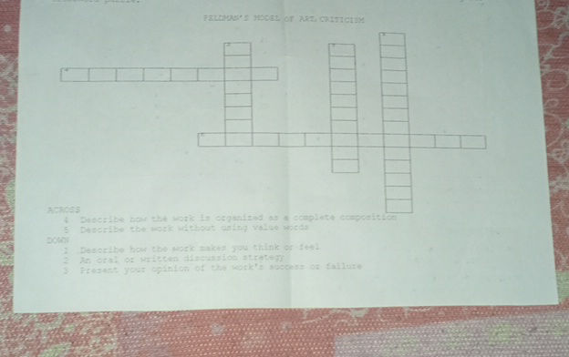 FELDMANS MODEL OF ART CRITICISM ACROSS 4 | StudyX