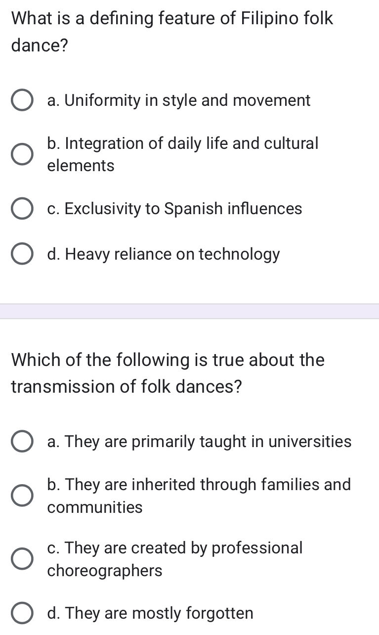 What is a defining feature of Filipino folk | StudyX