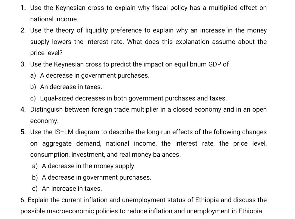 1 Use the Keynesian cross to explain why | StudyX