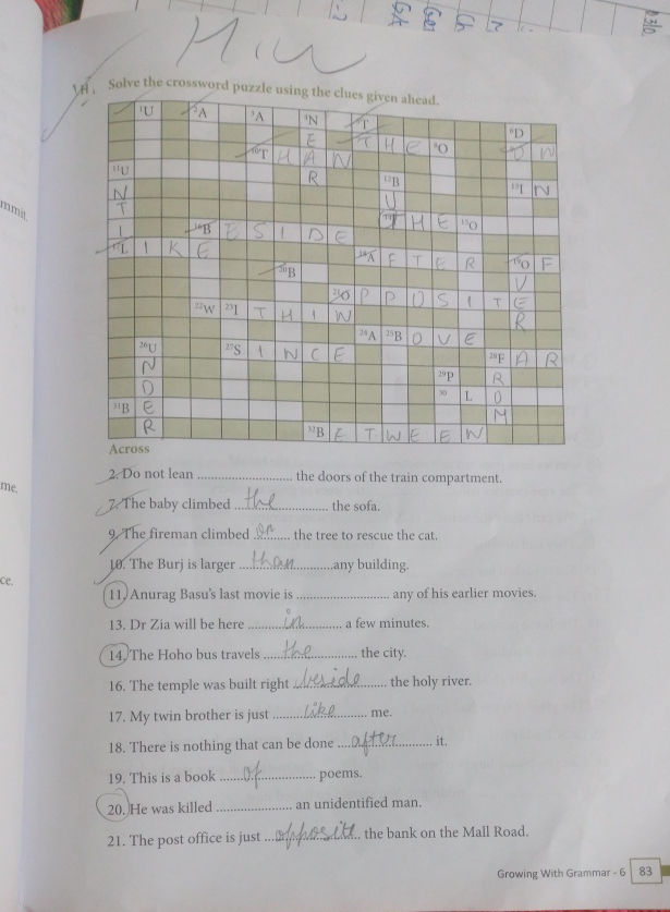 Solve the crossword puzzle using the clues | StudyX