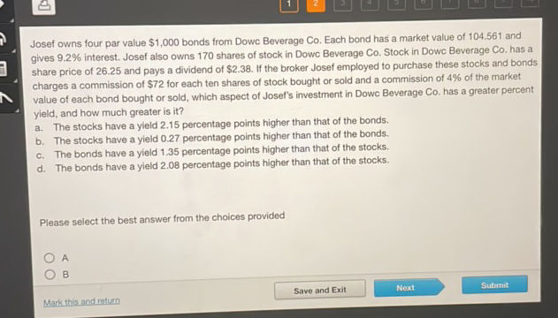 Josef owns four par value 1000 bonds from