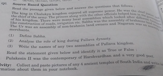 Q6 Source Based Question Read the passage | StudyX
