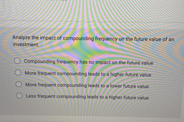 Analyze the impact of compounding frequency | StudyX