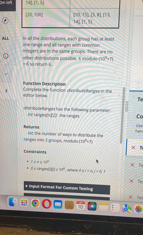 Complete the function distributeRanges in | StudyX