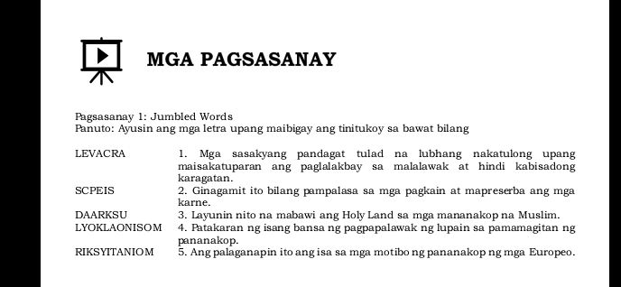 Pagsasanay 1 Jumbled Words Panuto Ayusin ang | StudyX