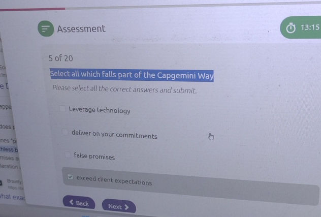 Select all which falls part of the Capgemini | StudyX