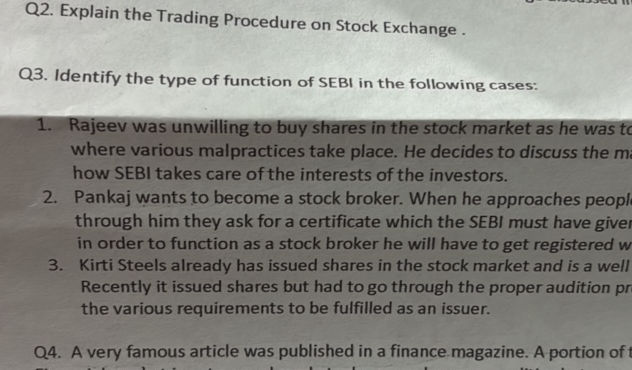Q2 Explain the Trading Procedure on Stock | StudyX