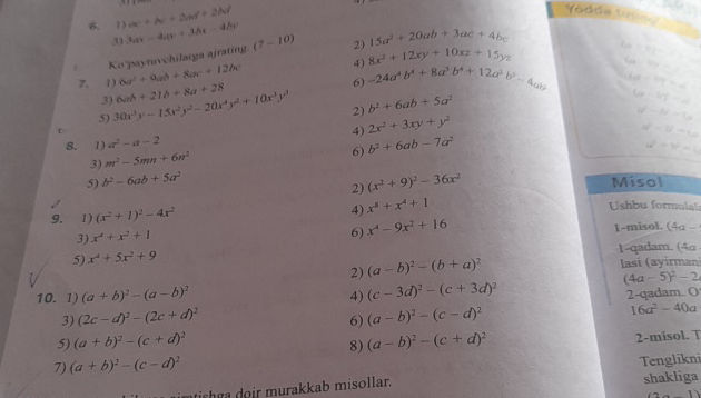 6 1) 2x2+4x-2=2(x2+2x-1) Kopaytuvchilarga