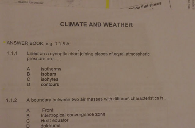 111 Lines on a synoptic chart joining places | StudyX