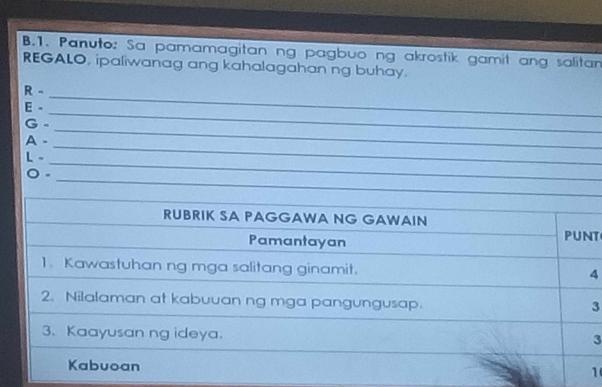 B1 Panuto Sa pamamagitan ng pagbuo ng | StudyX