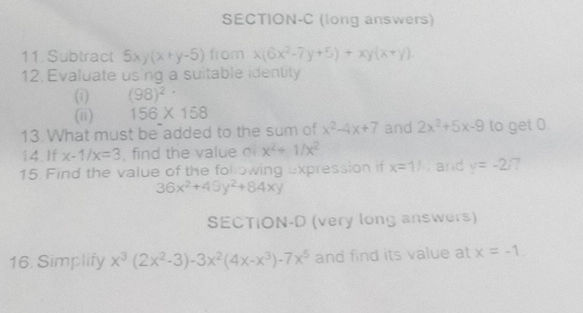 SECTION-C (long answers) 11 Subtract | StudyX