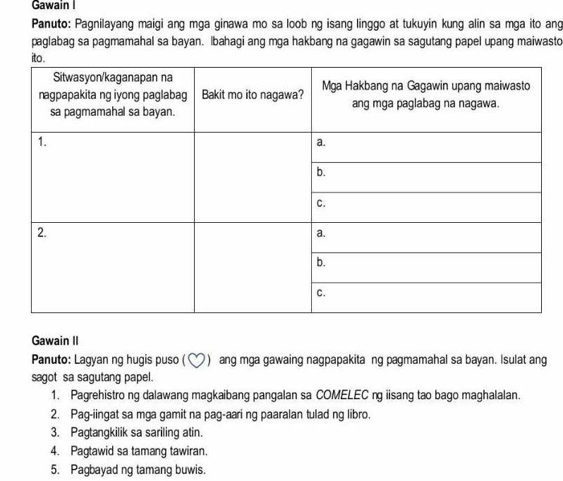 Gawain I Panuto Pagnilayang maigi ang mga | StudyX