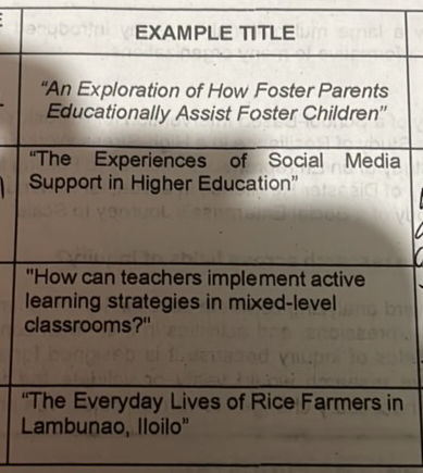 EXAMPLE TITLE An Exploration of How Foster | StudyX