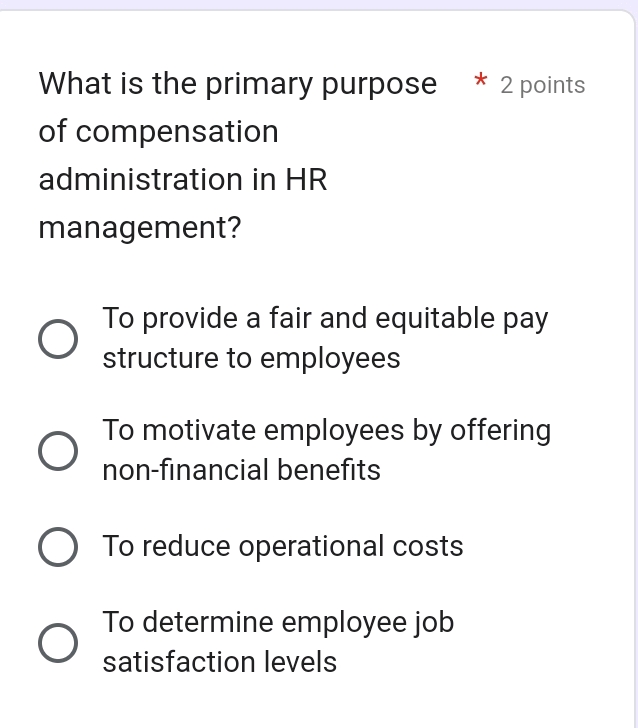 What is the primary purpose of compensation | StudyX