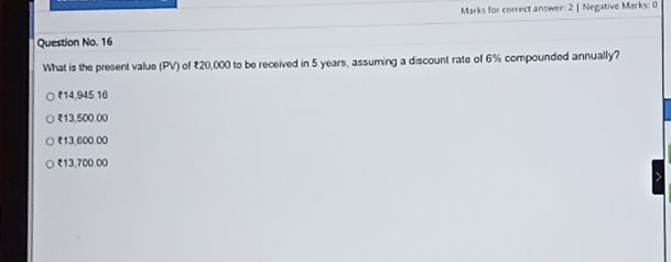 Question No 16 Marks for correct answer 2 | StudyX