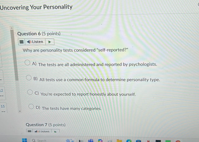 Question 6 (5 points) Why are personality | StudyX
