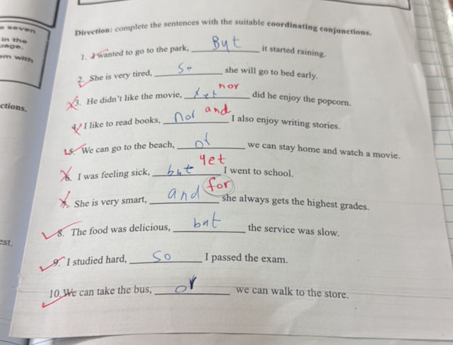 Direction complete the sentences with the | StudyX