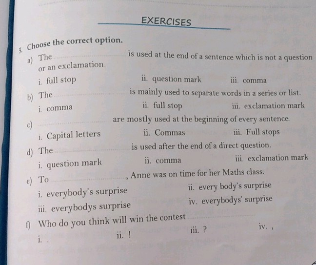 5 Choose the correct option a) The is used | StudyX