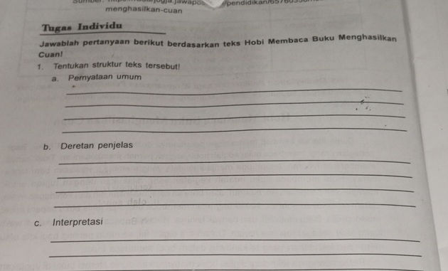 Tugas Individu Jawablah pertanyaan berikut | StudyX