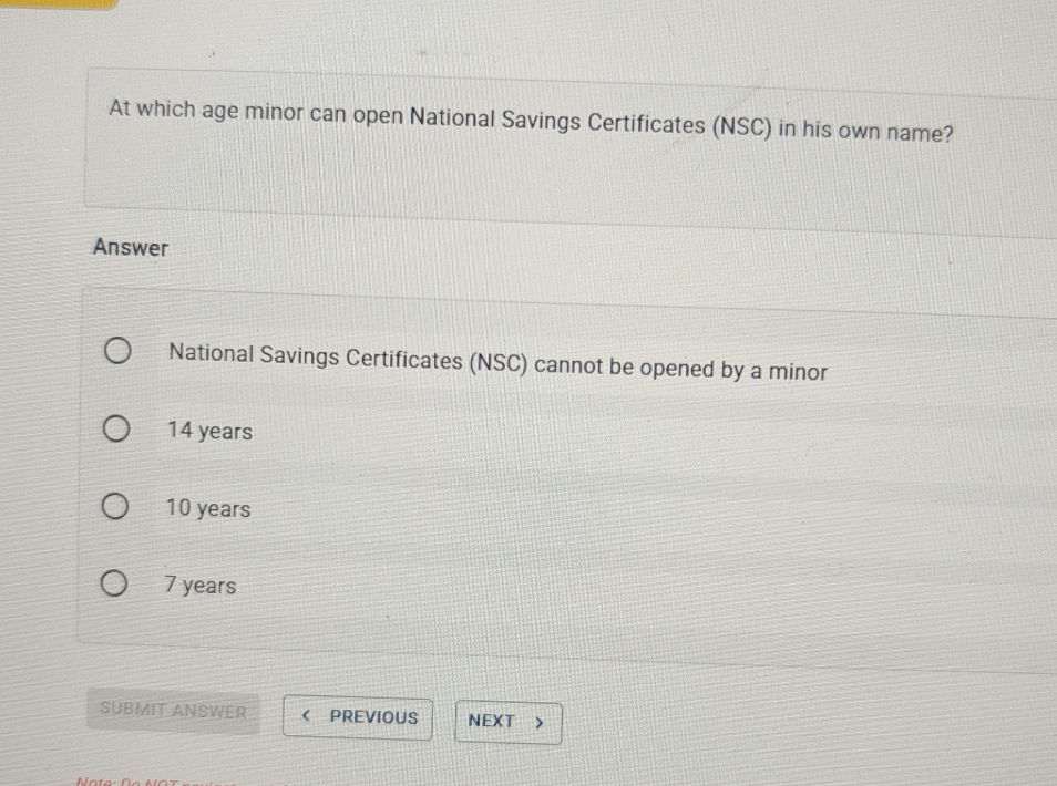 At which age minor can open National Savings | StudyX
